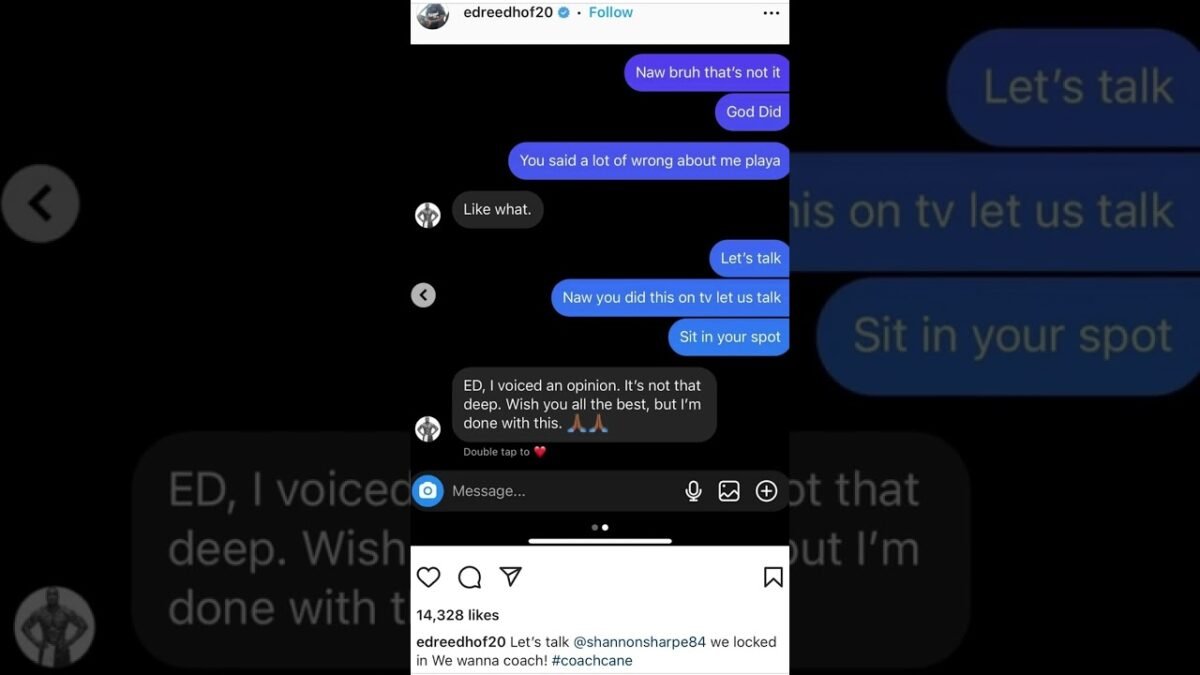 Ed Reed LEAKS Shannon Sharpe IG DMs - BLK News Network